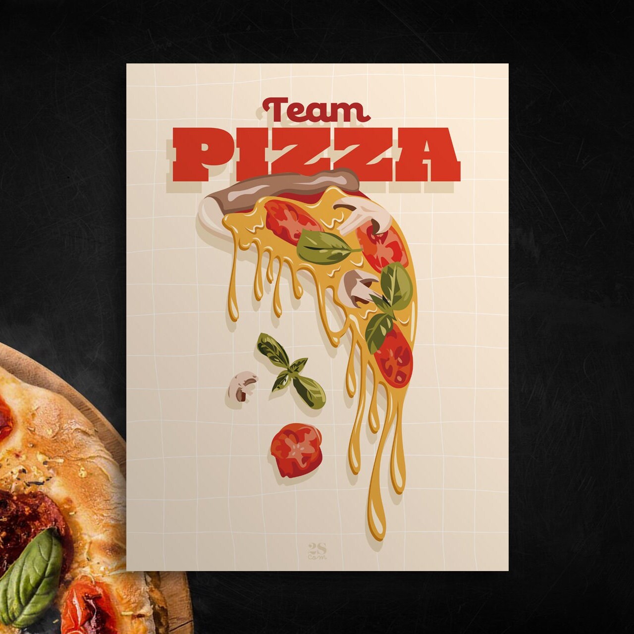 Team Pizza Poster Pizza Illustration, Kitchen Decor Idea, Pizzeria - Etsy