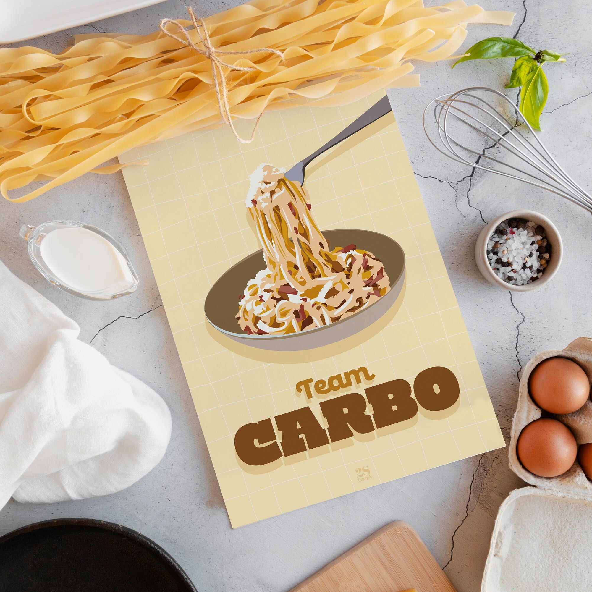 Team Carbo Poster - Spaghetti Carbonara, Pasta, Culinary Poster - Etsy