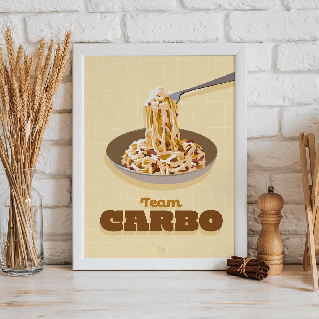 Team Carbo Poster - Spaghetti Carbonara, Pasta, Culinary Poster - Etsy