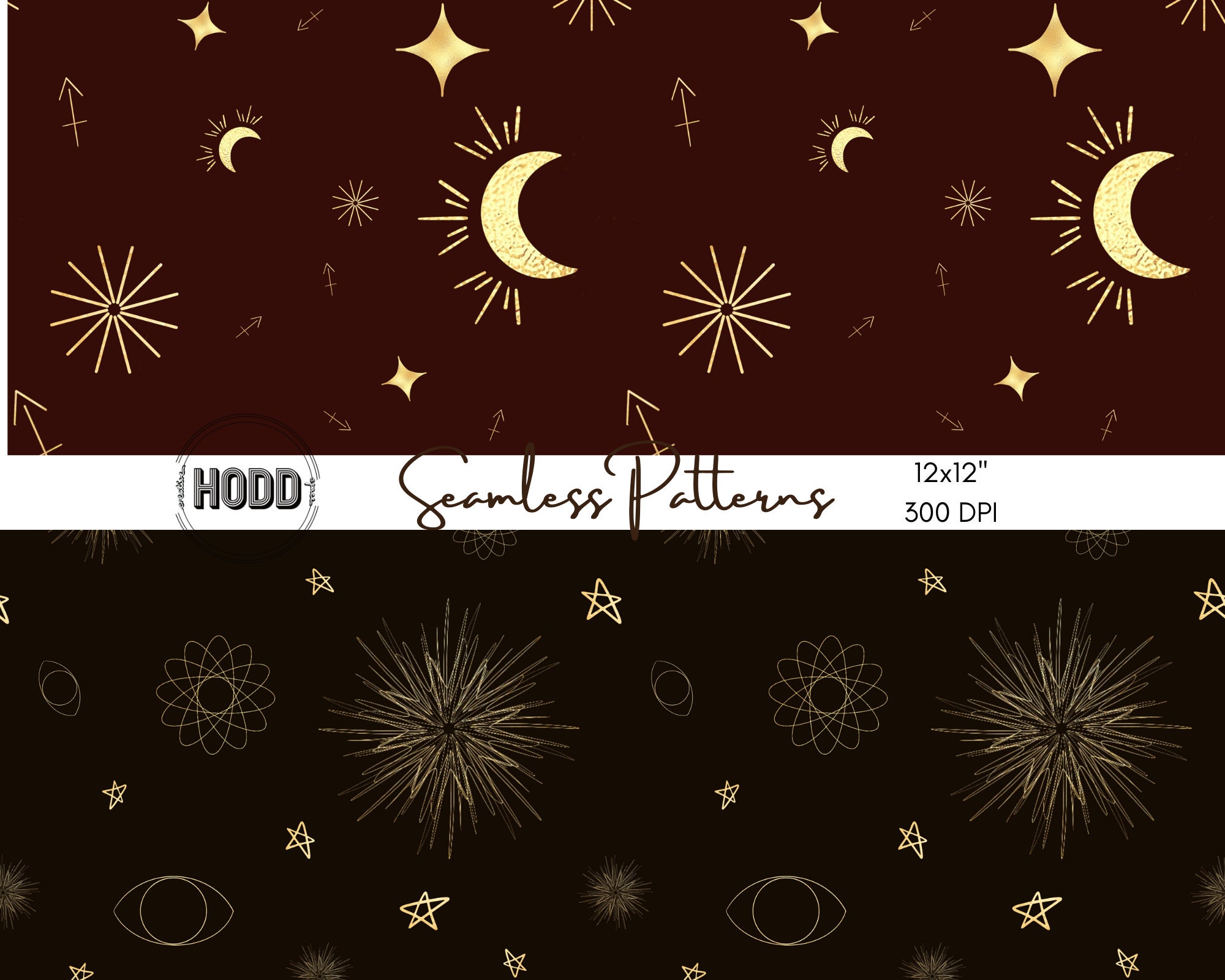 Cosmic seamless pattern celestial digital paper mystical | Etsy