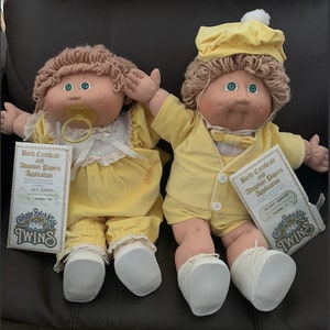 Cabbage Patch Kids Twins in Yellow Velvet 1980s - Etsy