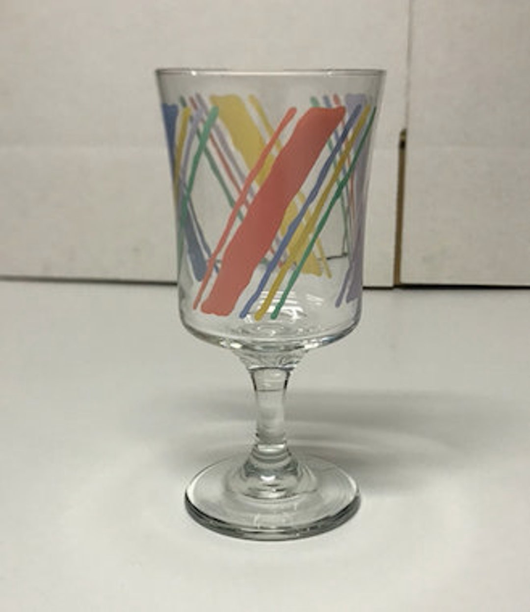 Libby's - 12oz Water Goblets - Pastel Striped - Vintage - 1980s - Etsy