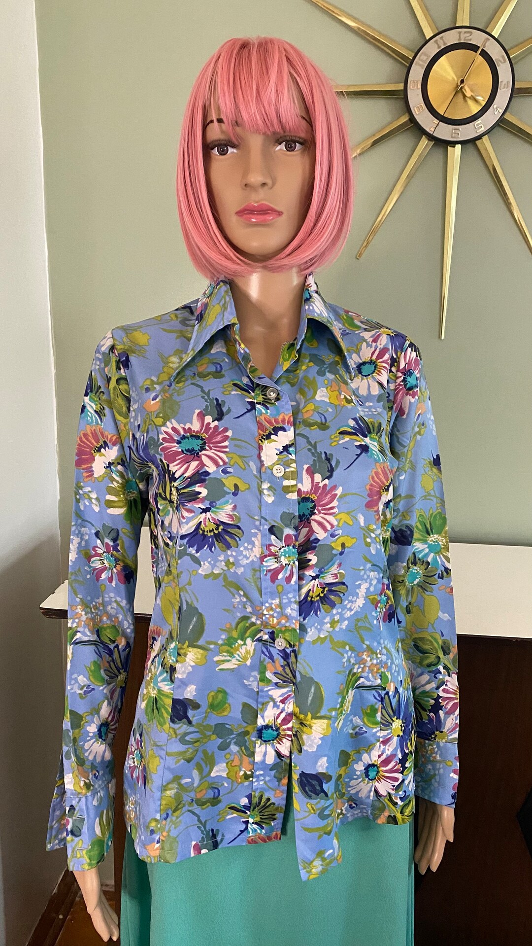 Vintage Floral Top With Winged Collar - Etsy