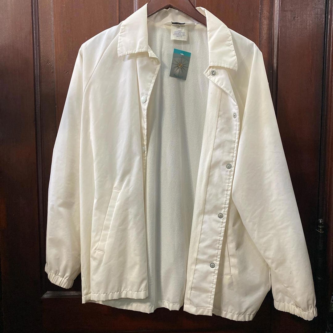 Retro White Wind Breaker LARGE - Etsy