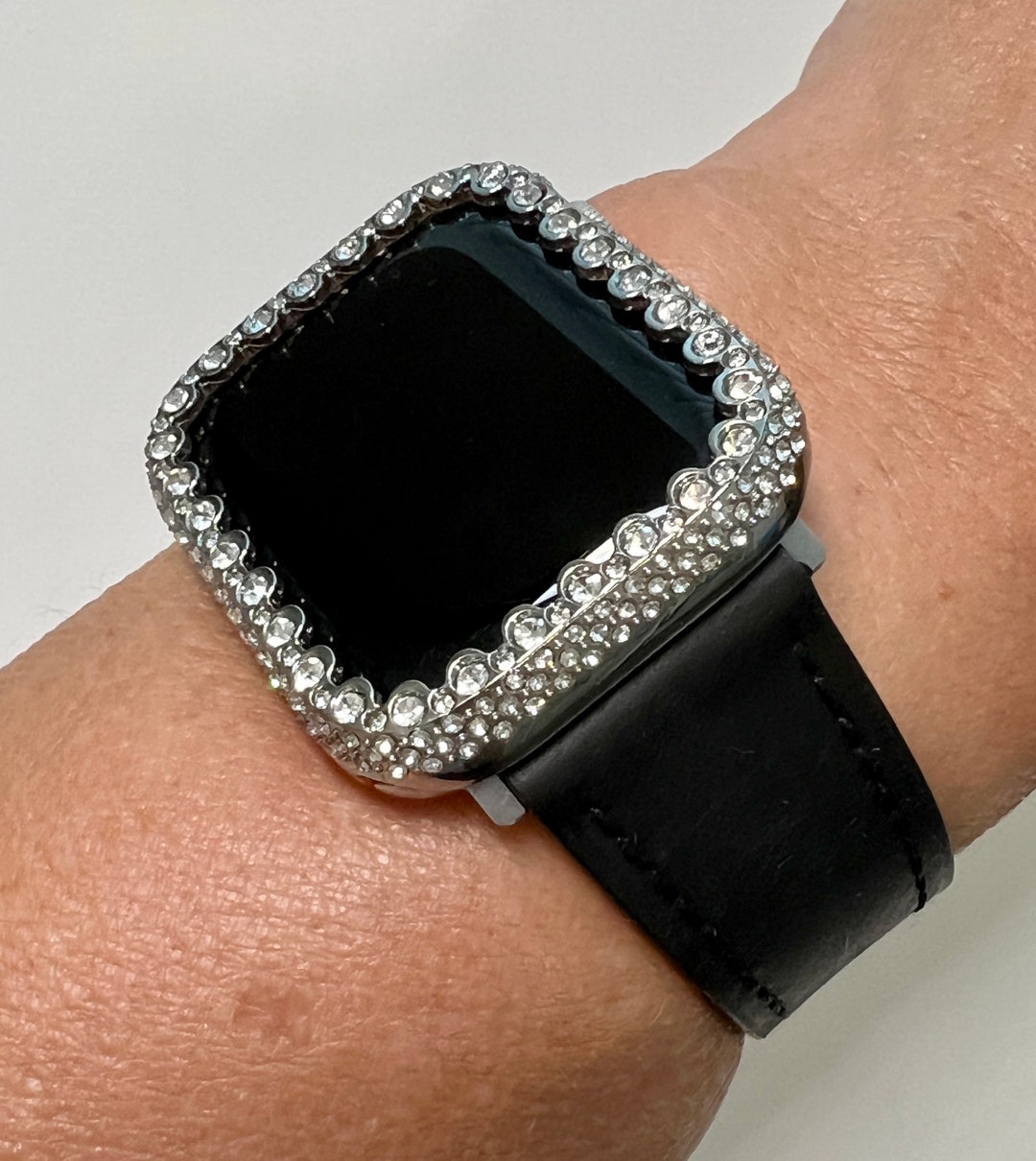 Apple Watch Band Womens Black Leather & or Apple Watch Case Swarovski ...