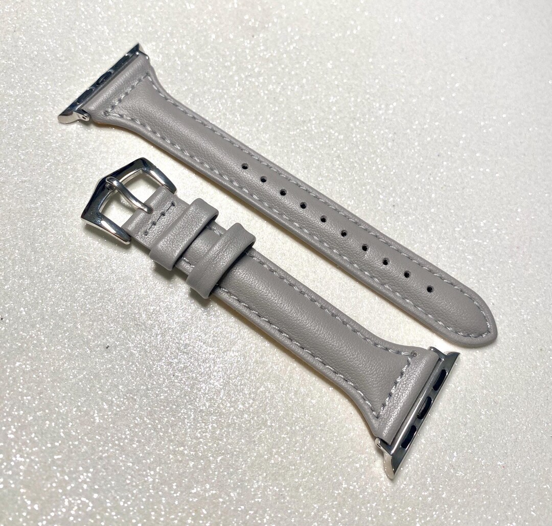 Gray & Silver Leather Apple Watch Band Womens, Brown, Silver, Pink ...