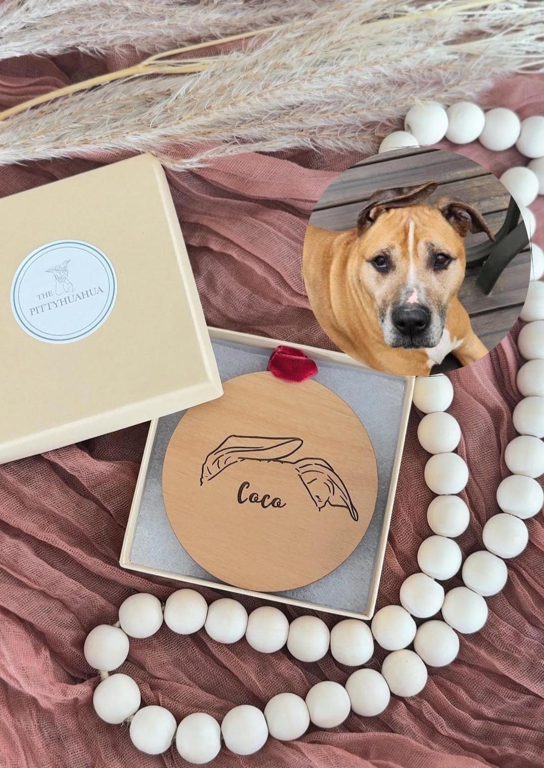 Personalized Dog Ear Ornament, Ear Outline Design Engraved, Pet ...