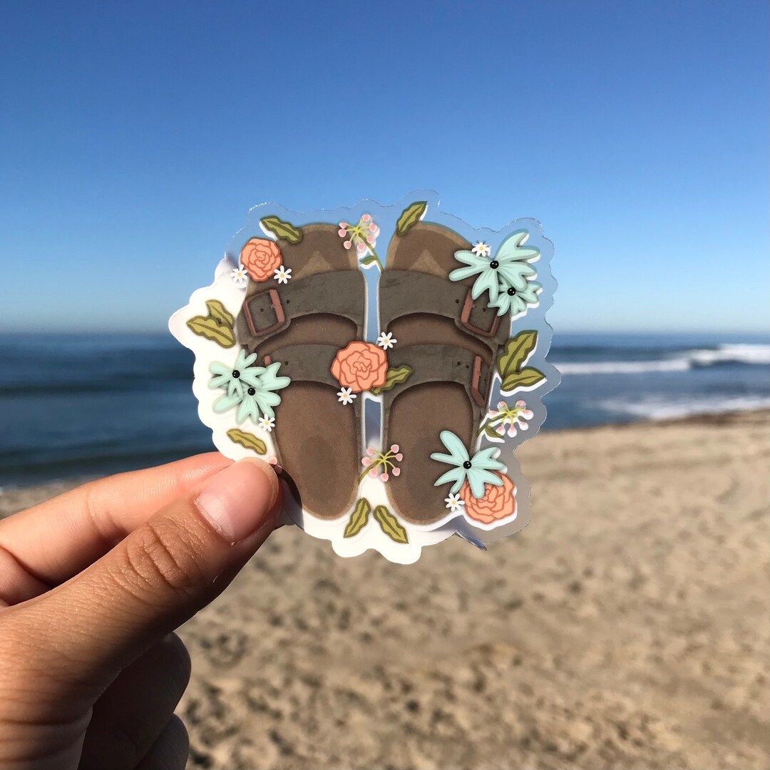 Floral Birkenstock Clear Sticker 3x2.8 - Etsy