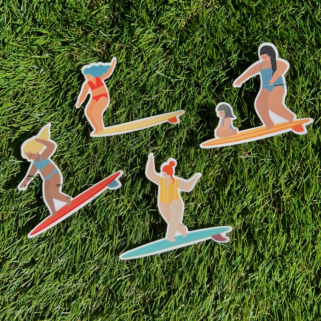 Surfer Girl Party Wave Sticker Set - Etsy