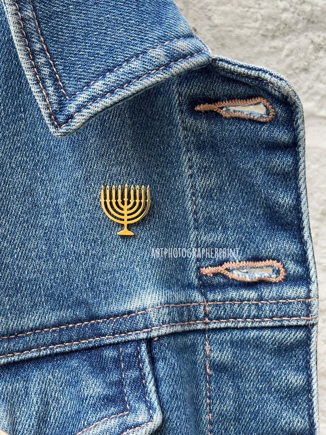 Jewish Menorah Brooch With a Suede Pouch, Menorah Tie Pin, Hanukkah ...