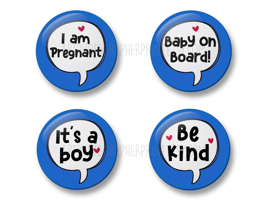 Pregnancy Badge Set, 4 Badges, Badge Packs, 32mm or 44mm, I Am Pregnant ...