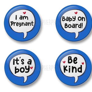 Pregnancy Badge Set, 4 Badges, Badge Packs, 32mm or 44mm, I Am Pregnant ...