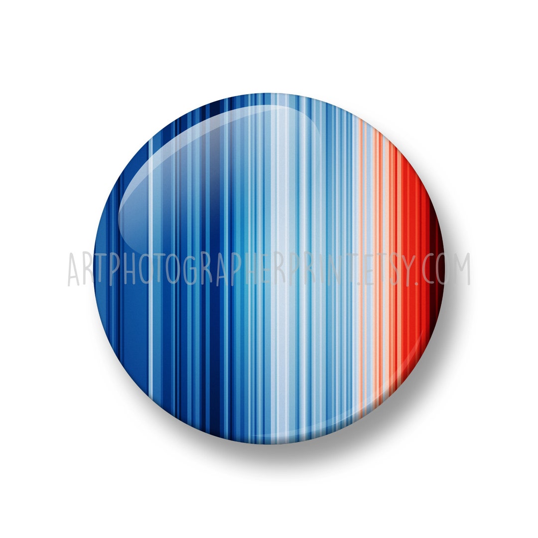 World Climate Stripes Pin Button Badge, 32mm or 44mm, World Climate ...