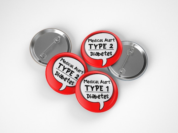 Type 1 Type 2 Diabetes Pin Button Badge Medical Alert 32mm - Etsy