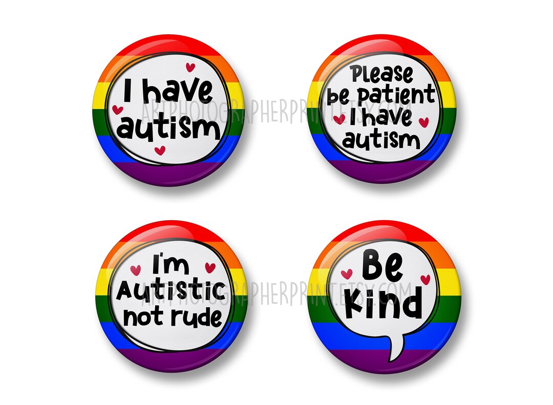 Autism Pin Button Badge Pinback for Kids,4 Badges, 32mm or 44mm,i Have ...