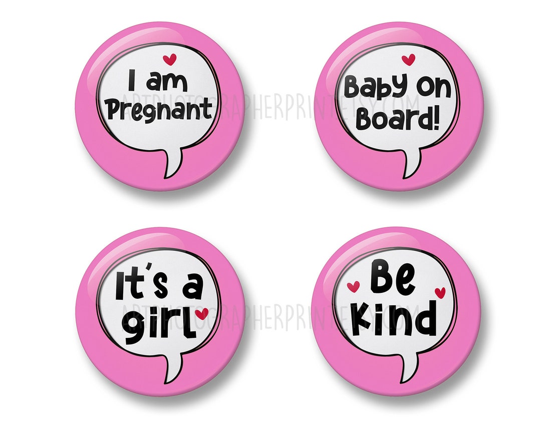Pregnancy Badge Set, 4 Badges, Badge Packs, 32mm or 44mm, I Am Pregnant ...