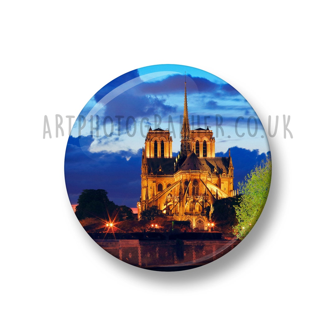 France Badge Pin: Notre Dame Cathedral Photo - 44mm - Etsy