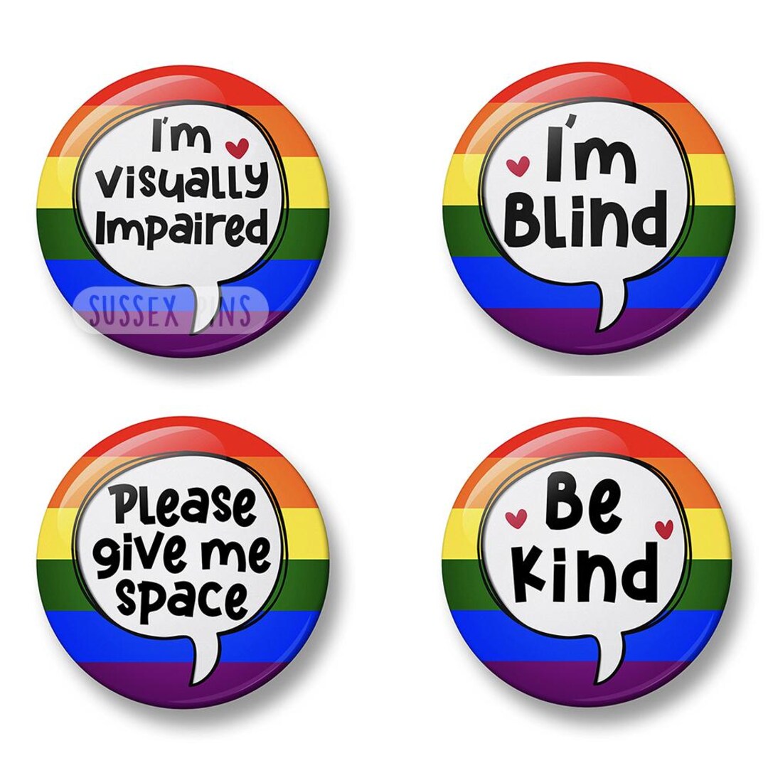 Blind Awareness Pin Badges: Set of 4, I'm Visually Impaired, I'm Blind ...