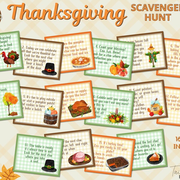 Thanksgiving Treasure Hunt Clues - Etsy