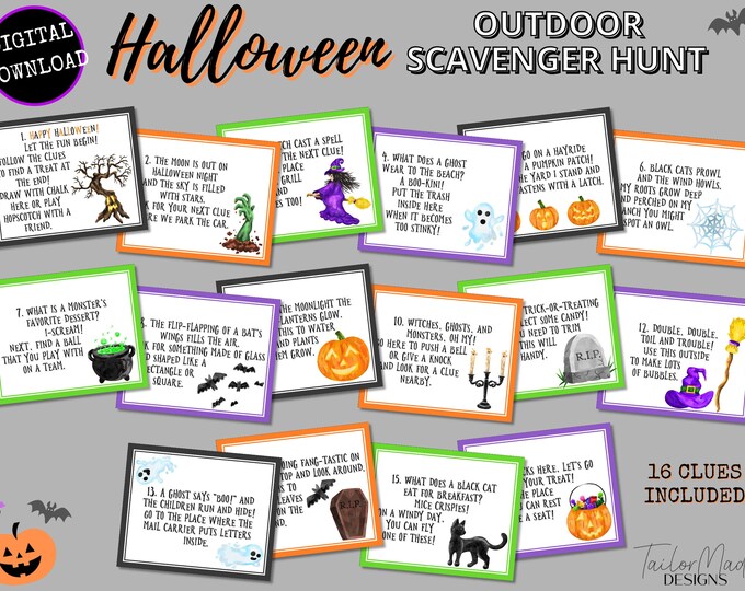 Outdoor Halloween Scavenger Hunt, Outdoor Halloween Treasure Hunt, Kids ...