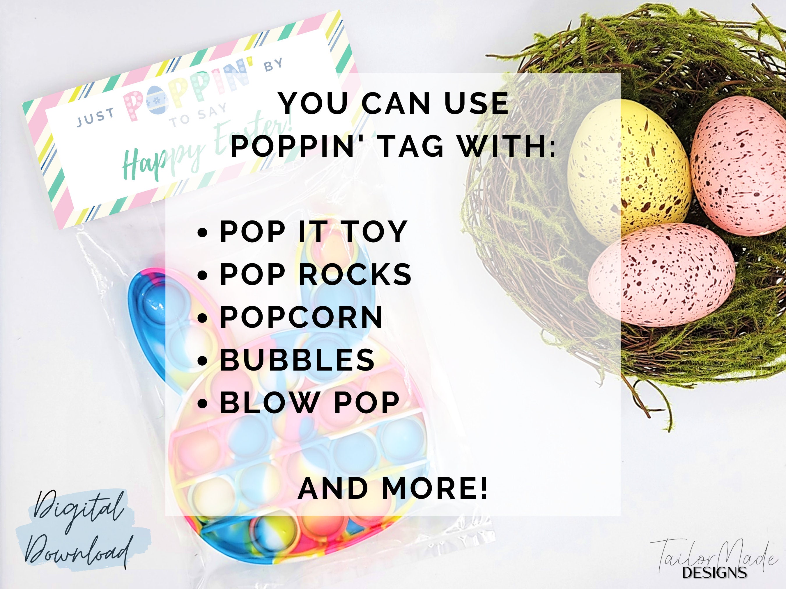 Pop It Easter Tag Pop It Gift Tag Printable Pop It Easter | Etsy