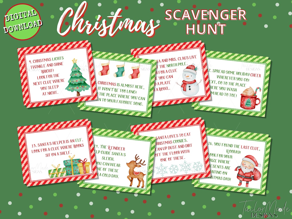 Christmas Scavenger Hunt Christmas Party Game Christmas | Etsy