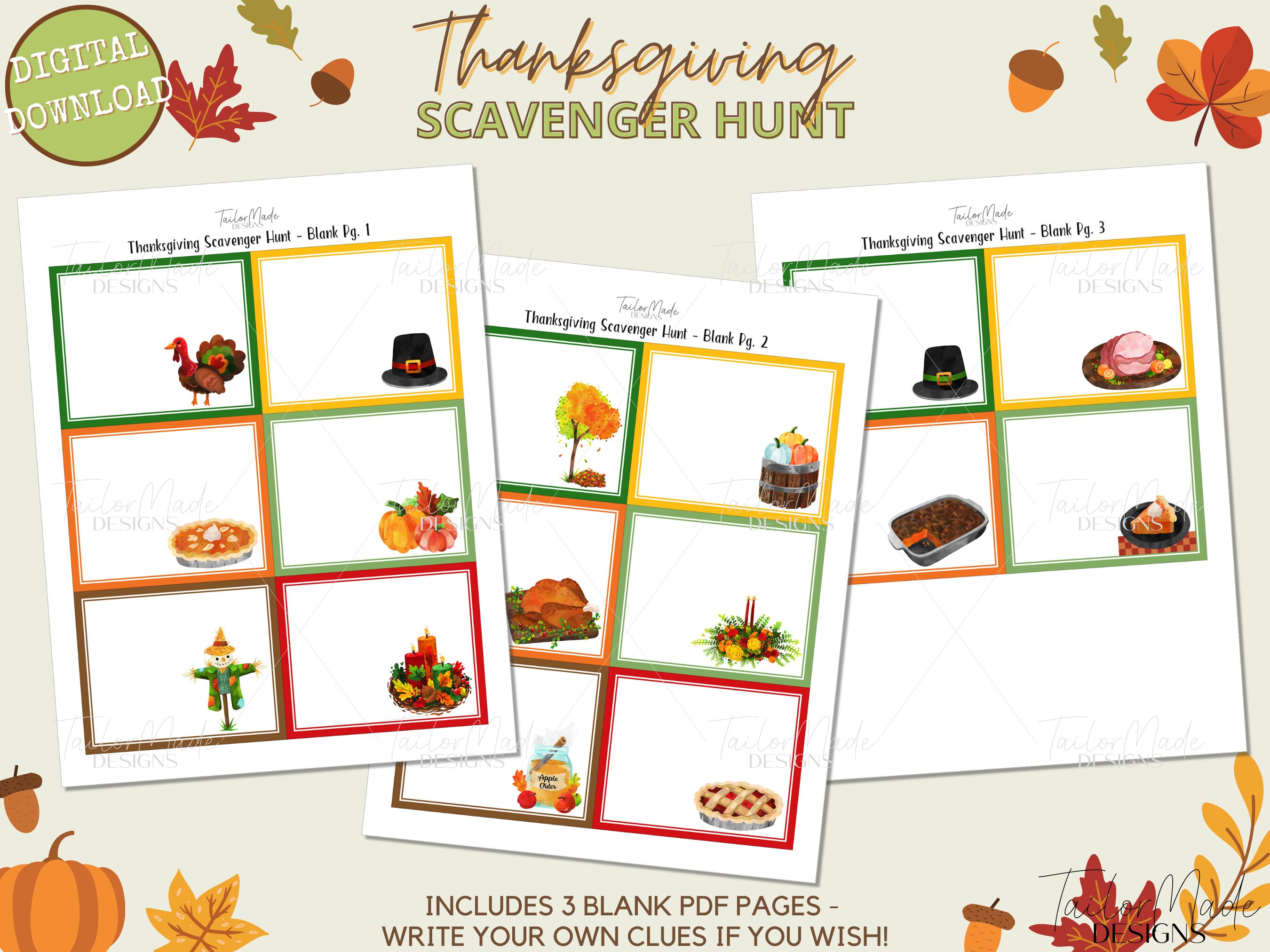 Thanksgiving Scavenger Hunt Thanksgiving Treasure Hunt - Etsy UK