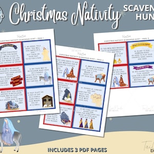 Nativity Scavenger Hunt, Christmas Scavenger Hunt, Christmas Treasure ...