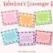 Valentines Scavenger Hunt, Valentines Treasure Hunt, Valentines Party ...