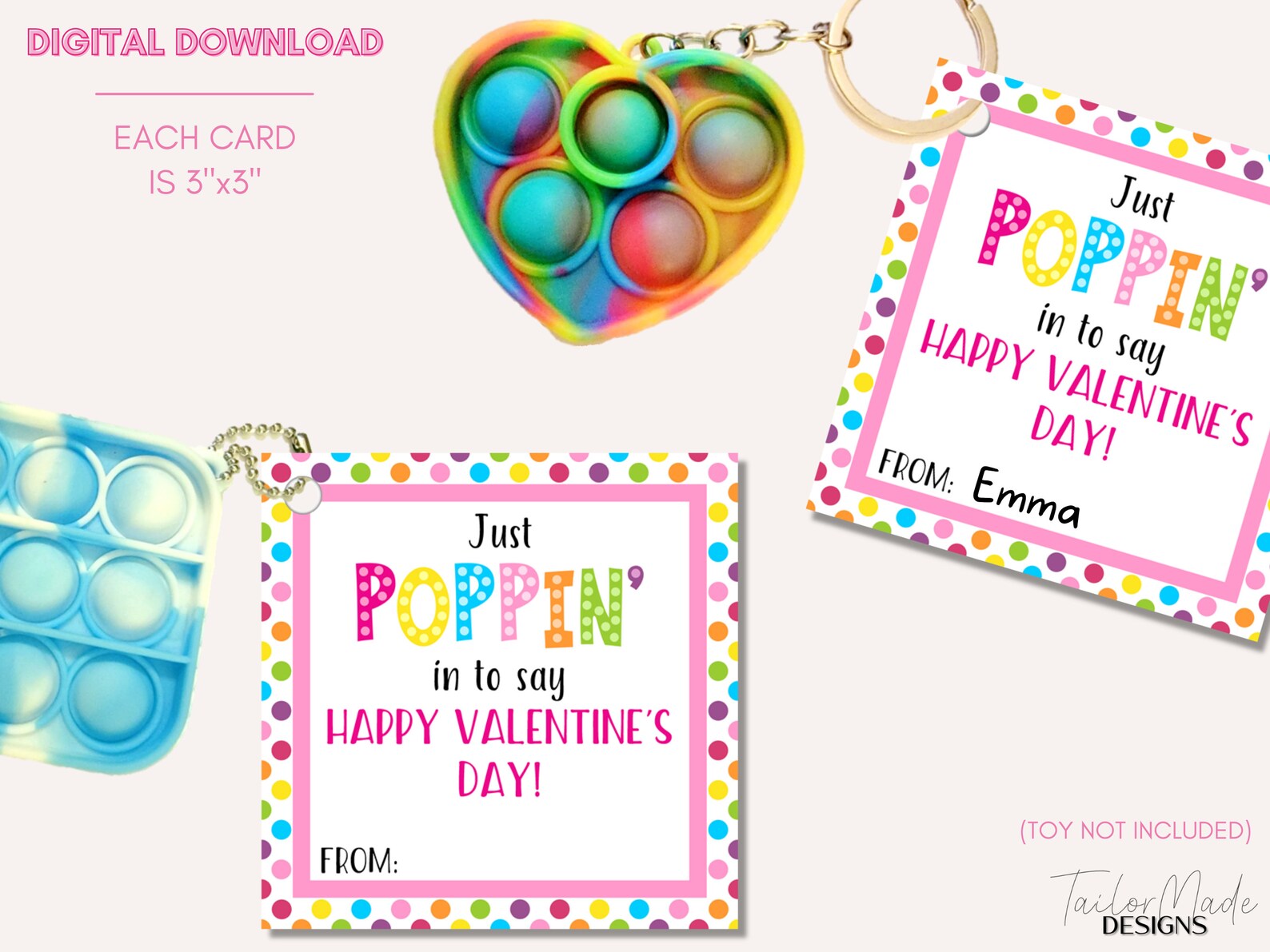 Pop It Valentines Card Personalized Valentine - Etsy