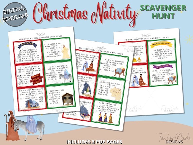Nativity Scavenger Hunt Christmas Scavenger Hunt Christmas - Etsy