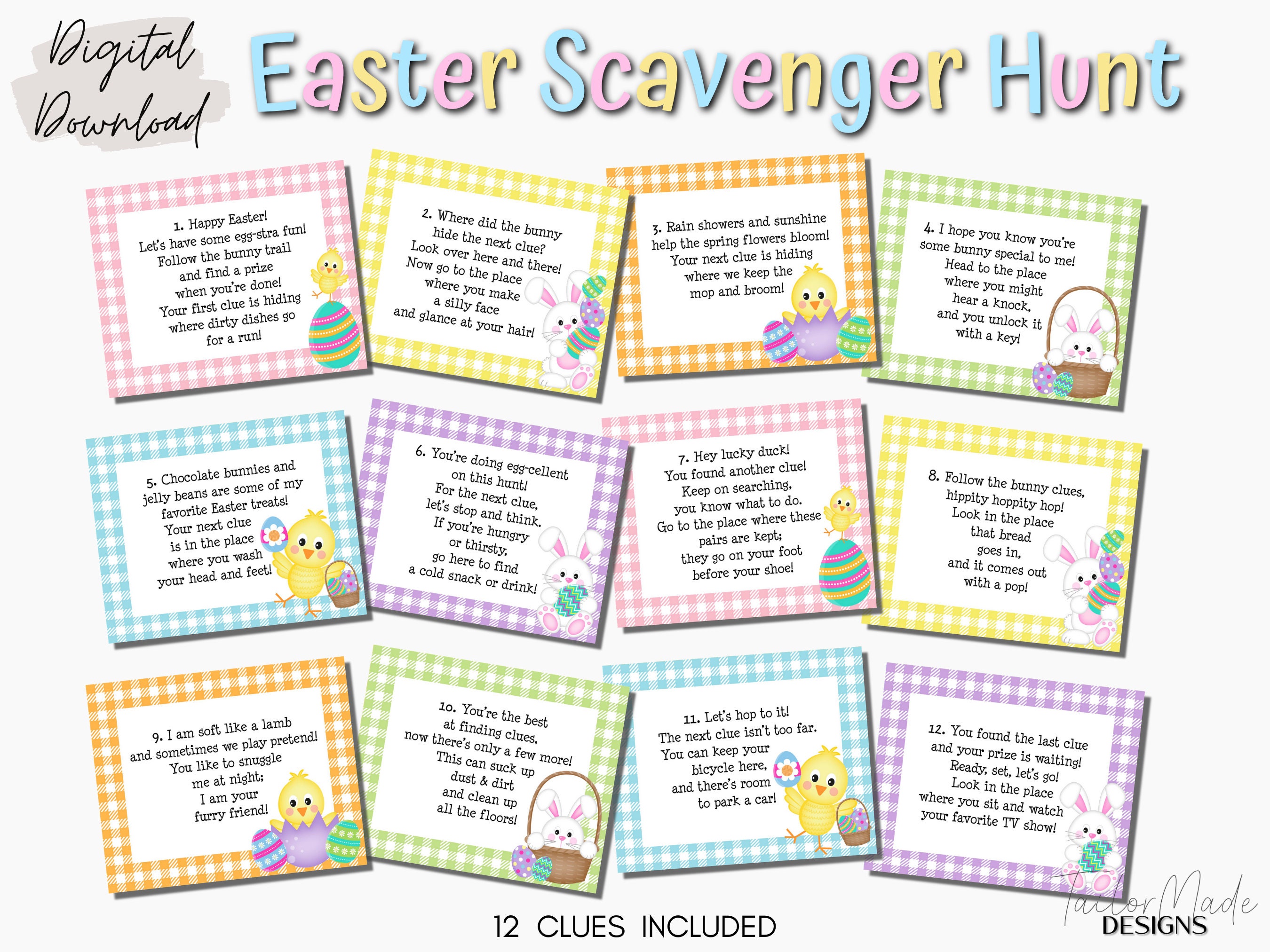 Easter Indoor Scavenger Hunt Printable Easter Treasure Hunt - Etsy