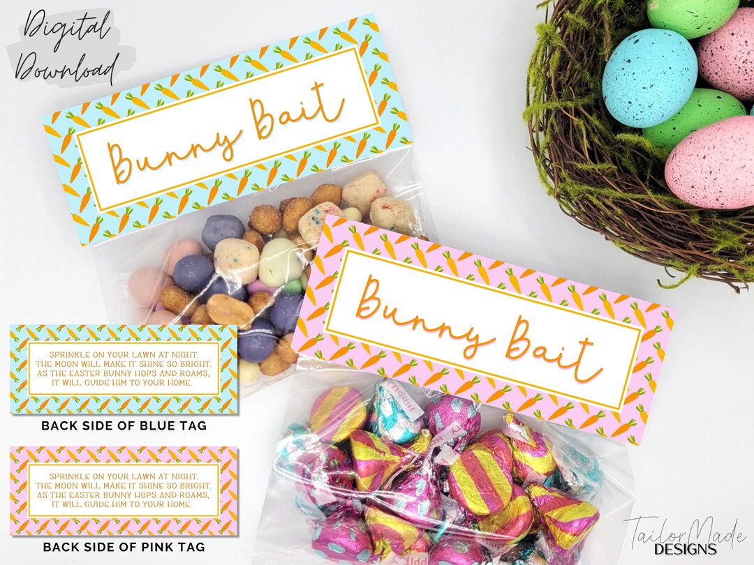 Easter Bunny Bait Tag, Printable Easter Tag, Bunny Bait Treat Bag ...