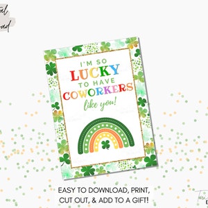 St. Patrick's Day Coworker Gift Tag, St. Patrick's Day Printable Gift ...