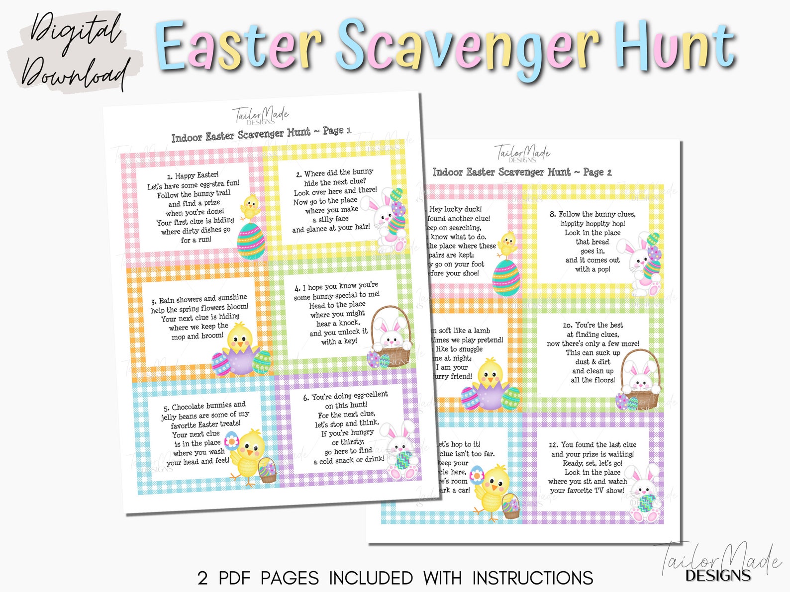 Easter Indoor Scavenger Hunt, Printable Easter Treasure Hunt, Easter ...