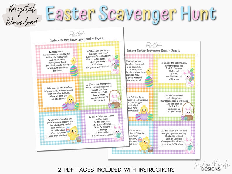 Easter Indoor Scavenger Hunt Printable Easter Treasure Hunt - Etsy