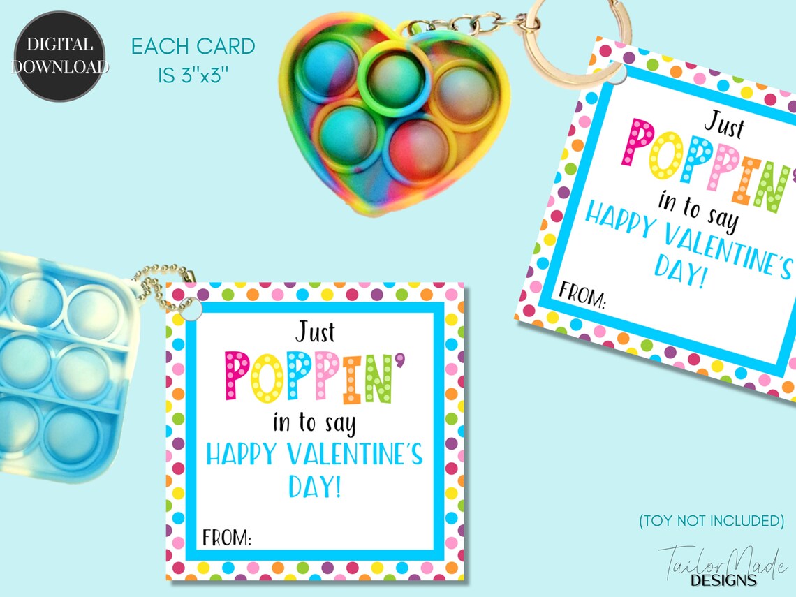 Blue Pop It Valentines Card Personalized Valentine Blue | Etsy