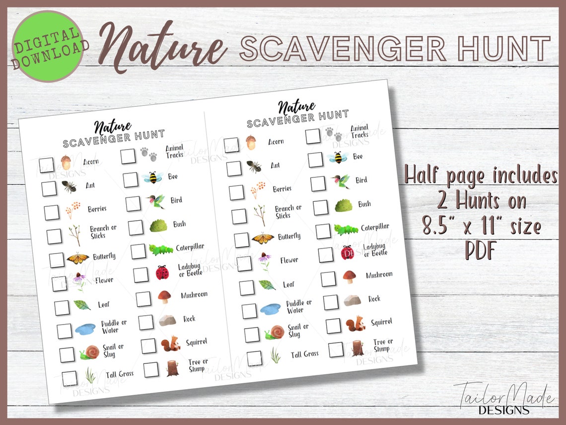 Nature Scavenger Hunt Outdoor Scavenger Hunt Printable - Etsy
