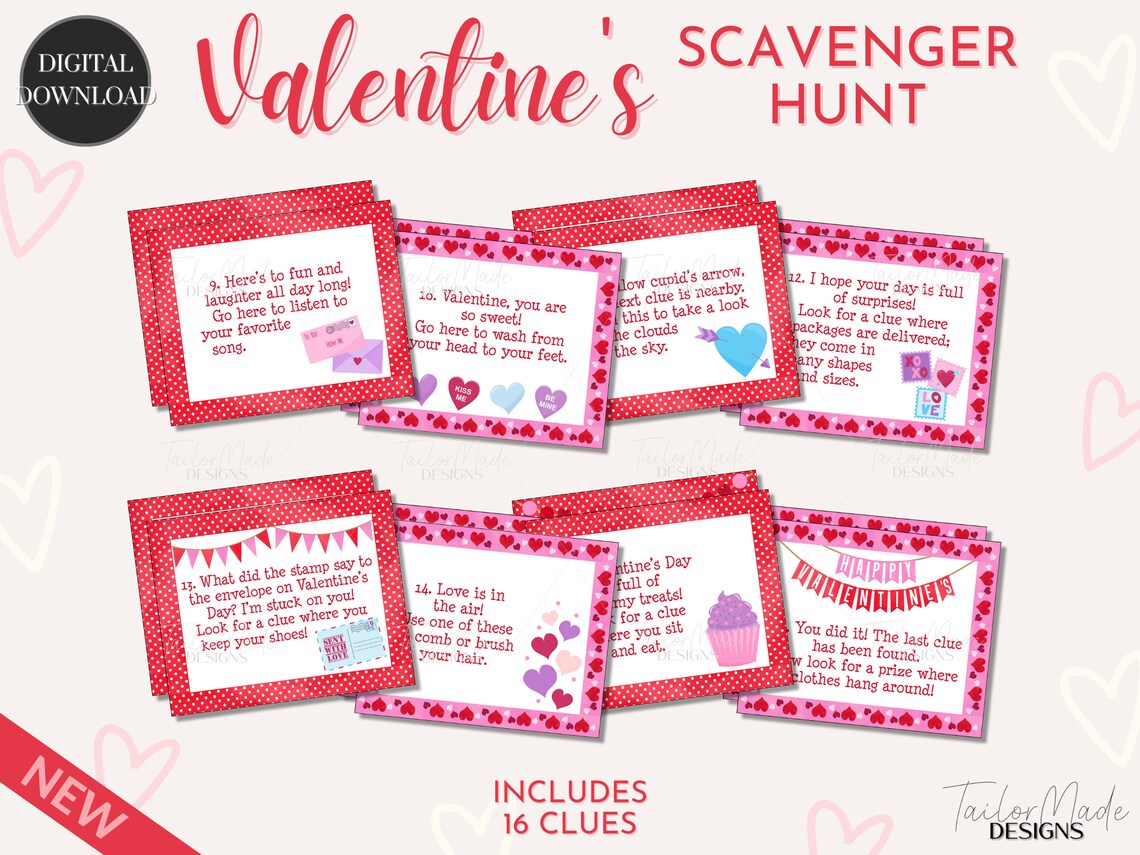 Valentine Scavenger Hunt Valentine's Party Game - Etsy