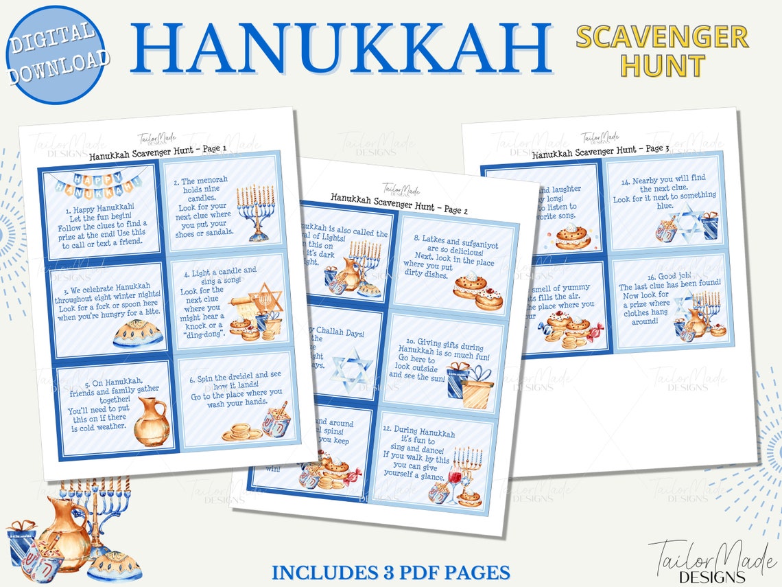 Hanukkah Scavenger Hunt Hanukkah Treasure Hunt Chanukah - Etsy
