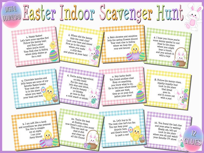 Easter Indoor Scavenger Hunt Printable Easter Treasure Hunt | Etsy