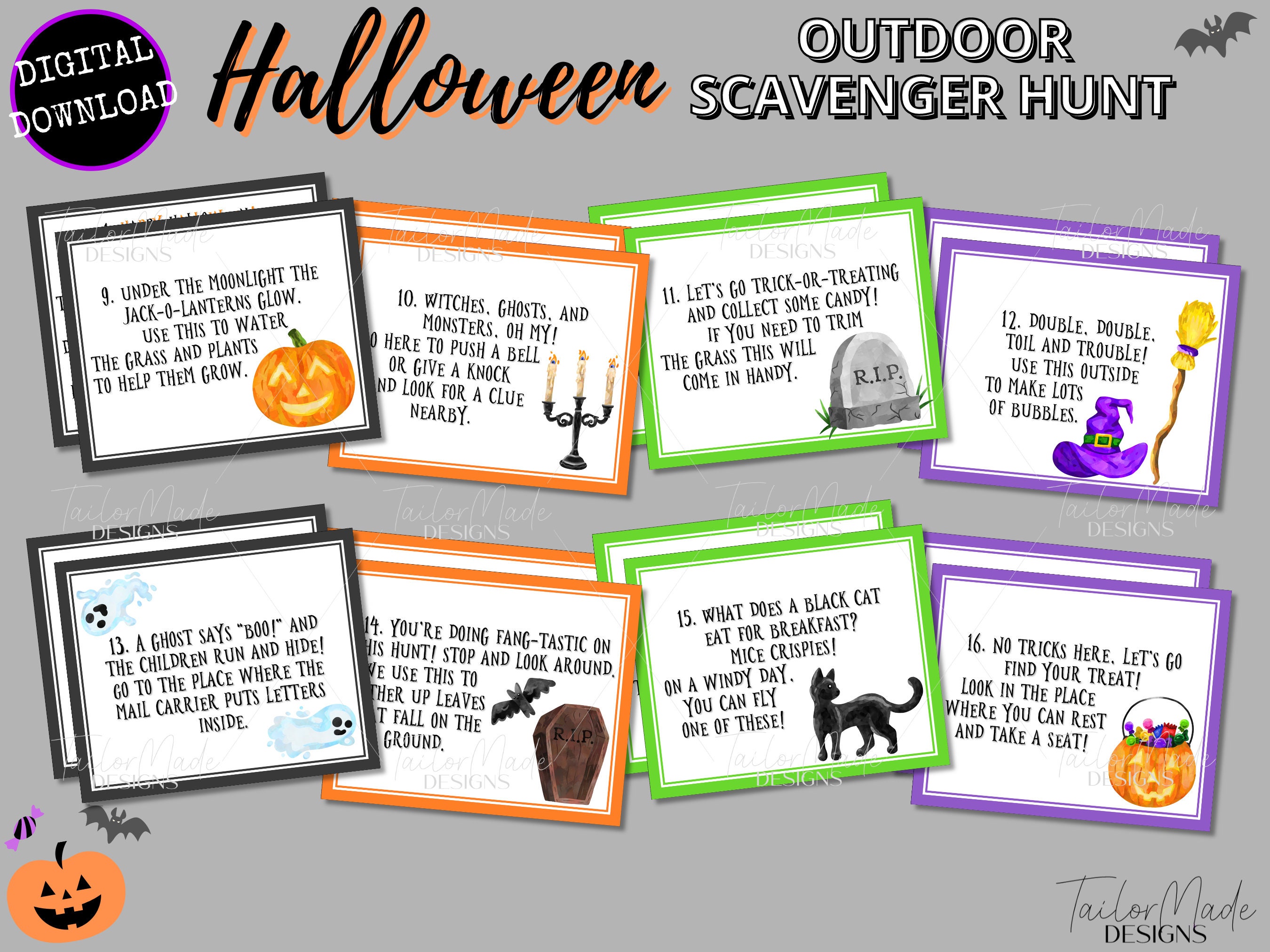 Outdoor Halloween Scavenger Hunt, Outdoor Halloween Treasure Hunt, Kids ...