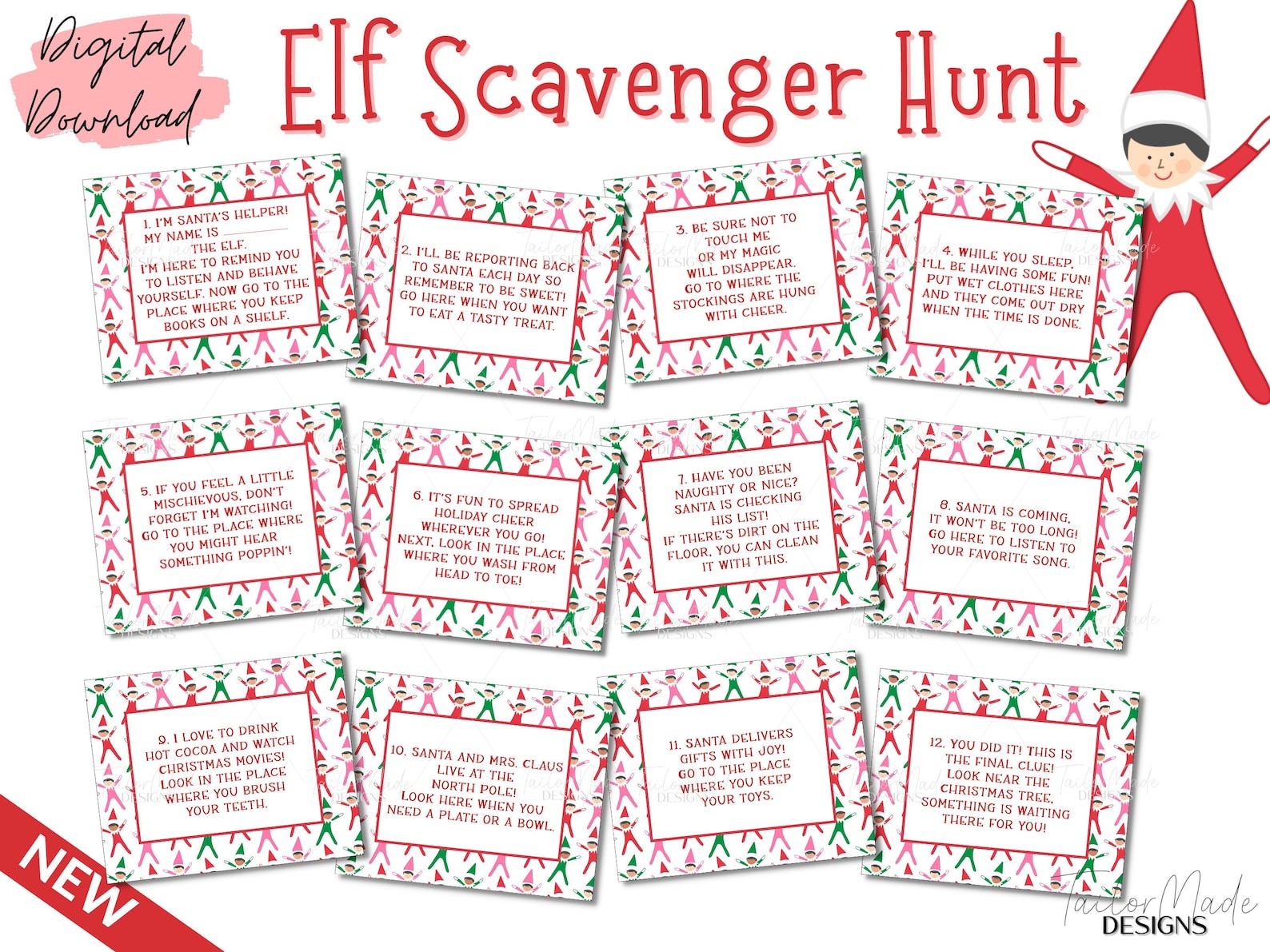 Christmas Elf Scavenger Hunt Elf Treasure Hunt Elf Arrival - Etsy