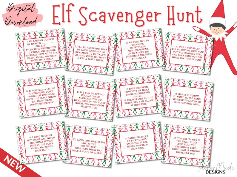 Christmas Elf Scavenger Hunt, Elf Treasure Hunt, Elf Arrival Letter ...