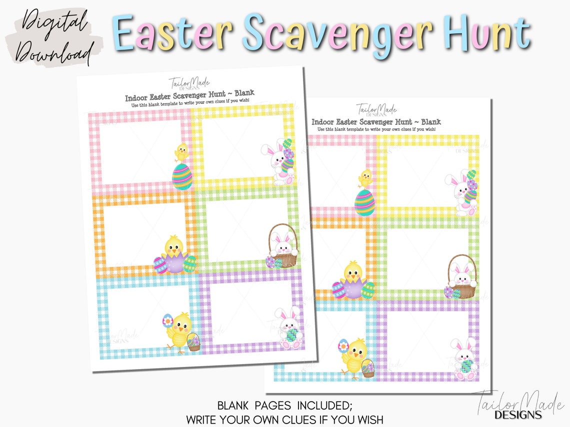Easter Indoor Scavenger Hunt Printable Easter Treasure Hunt - Etsy
