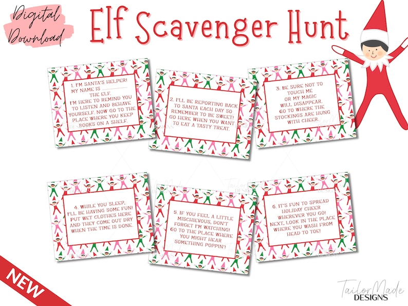Christmas Elf Scavenger Hunt, Elf Treasure Hunt, Elf Arrival Letter ...