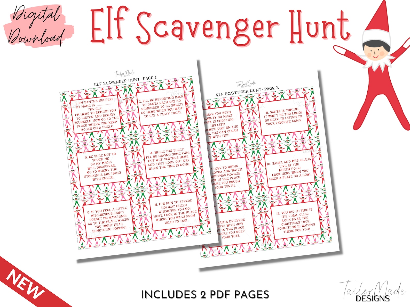 Christmas Elf Scavenger Hunt Elf Treasure Hunt Elf Arrival - Etsy