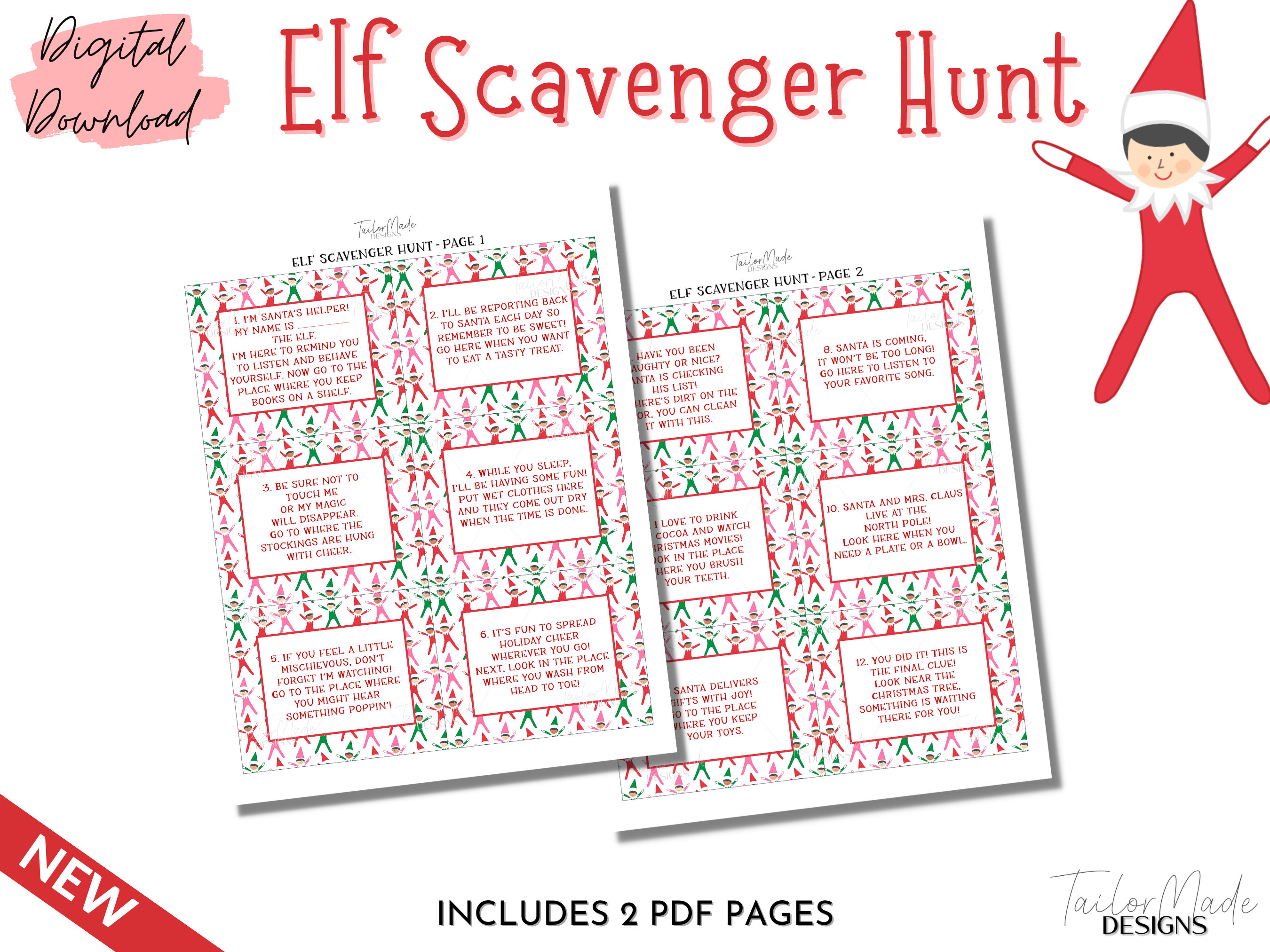 Christmas Elf Scavenger Hunt Elf Treasure Hunt Elf Arrival - Etsy