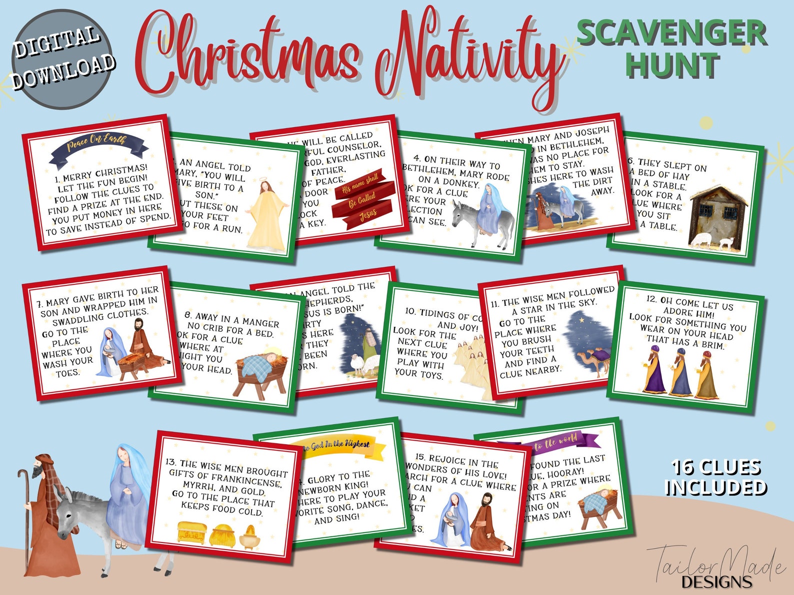 Nativity Scavenger Hunt, Christmas Scavenger Hunt, Christmas Treasure ...