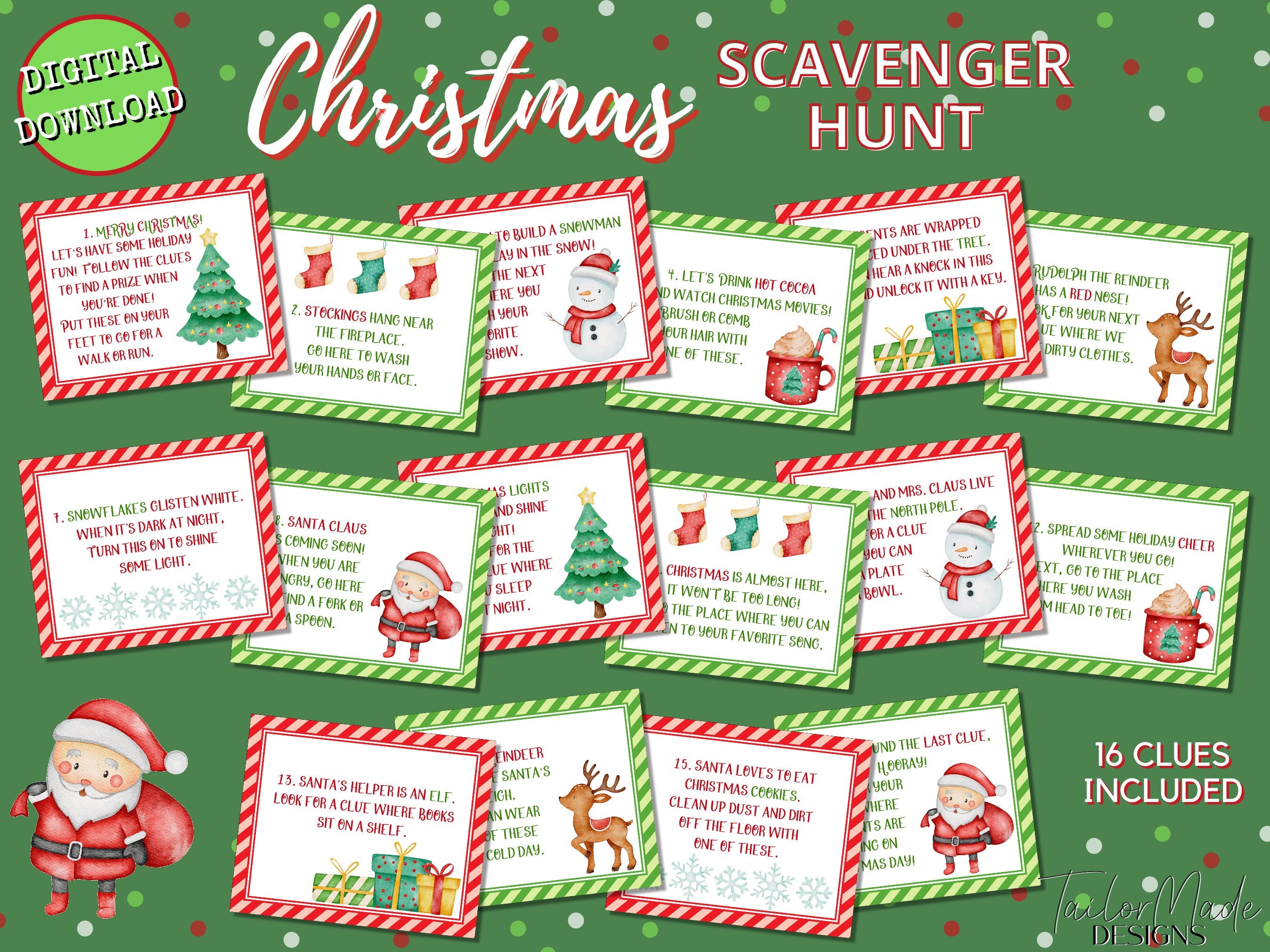 Christmas Scavenger Hunt Christmas Party Game Christmas - Etsy